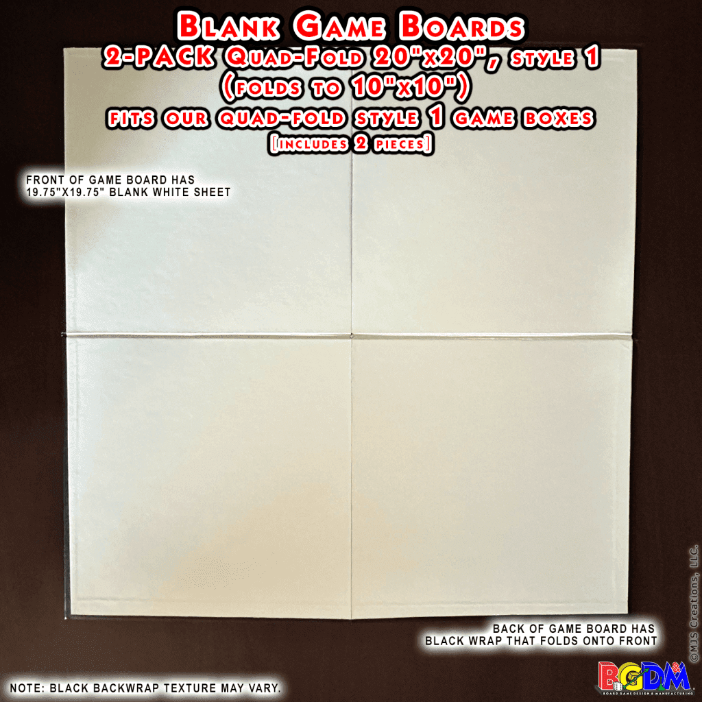 Game Board Blanks (Quad-Fold) or (Bi-Fold), Blank Game Boards
